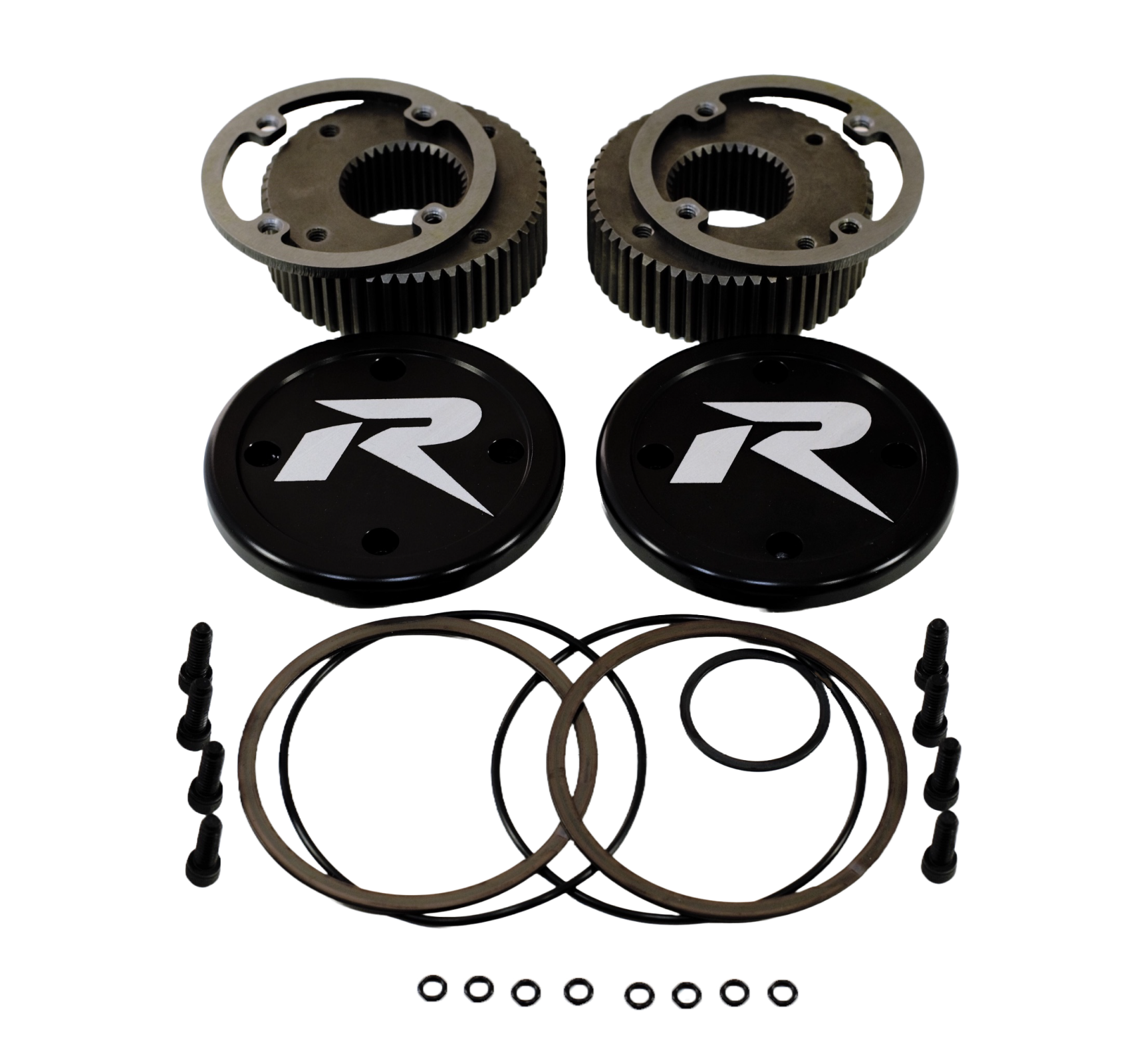 Drive Flange Kit Dana 60 35 Spline w/Hardware and Black Caps Revolutio ...